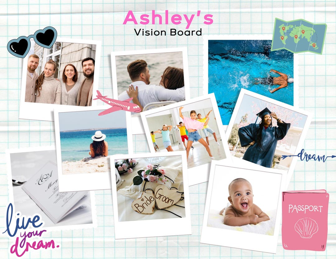 Cute Vision Board Template, Editable Vision Board Template, Editable ...