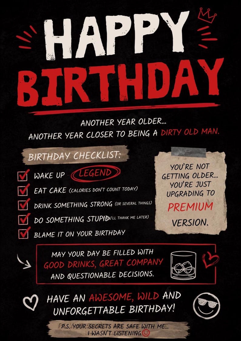 Funny Birthday Card for Men, Naughty Birthday Card, Dirty Old Man ...