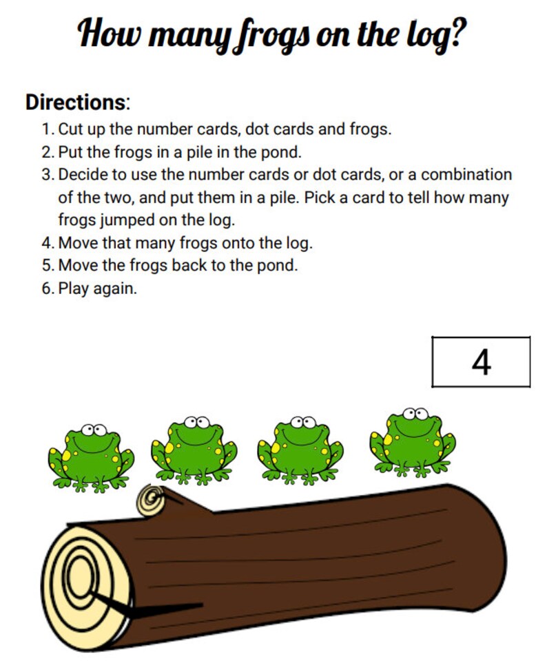 How Many Frogs on the Log? (a Counting Game) - Etsy