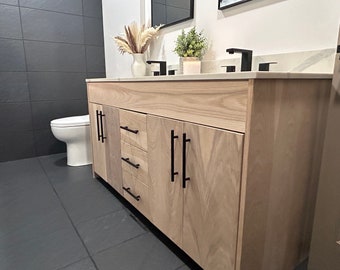 White Oak Bathroom Vanity Double Sink - Etsy