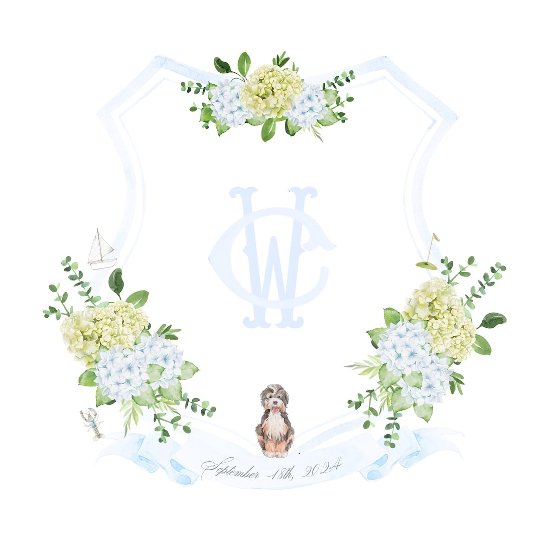 CUSTOM Blue Watercolor Wedding Crest DIGITAL FILE - Etsy