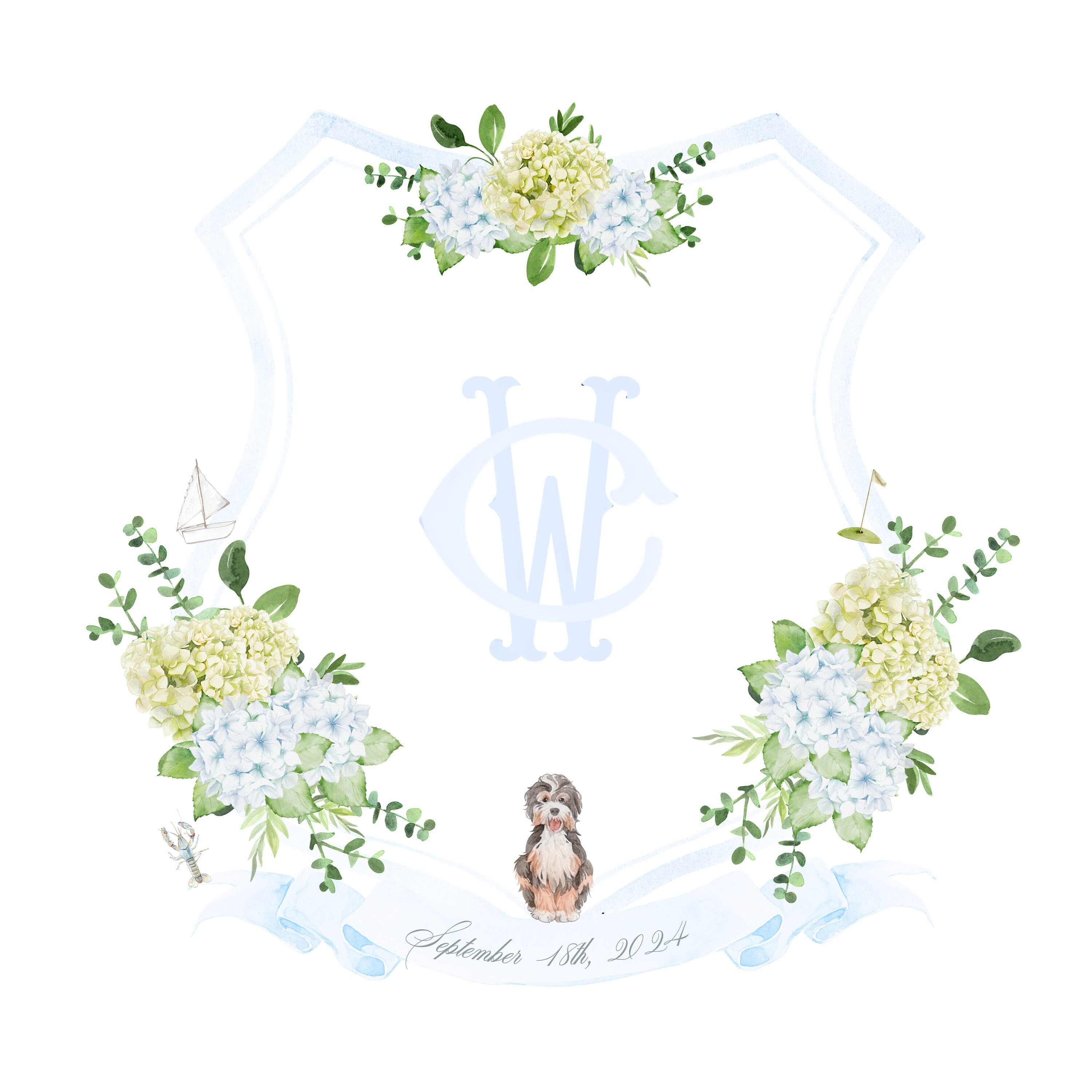 CUSTOM Blue Watercolor Wedding Crest DIGITAL FILE - Etsy
