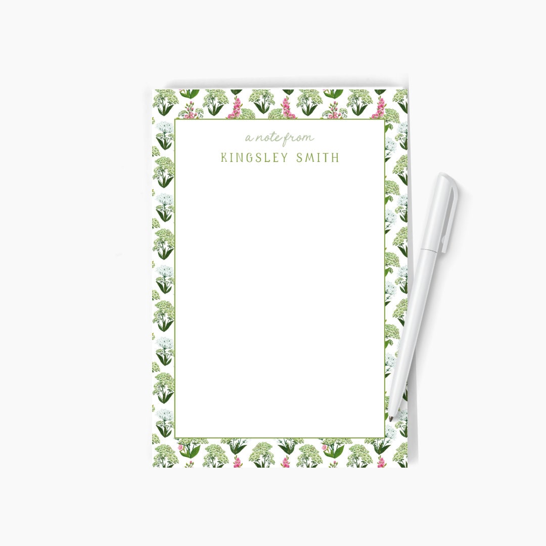 CUSTOM Pink & Green Floral Notepad - Etsy