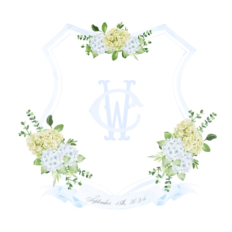 CUSTOM Blue Watercolor Wedding Crest DIGITAL FILE - Etsy