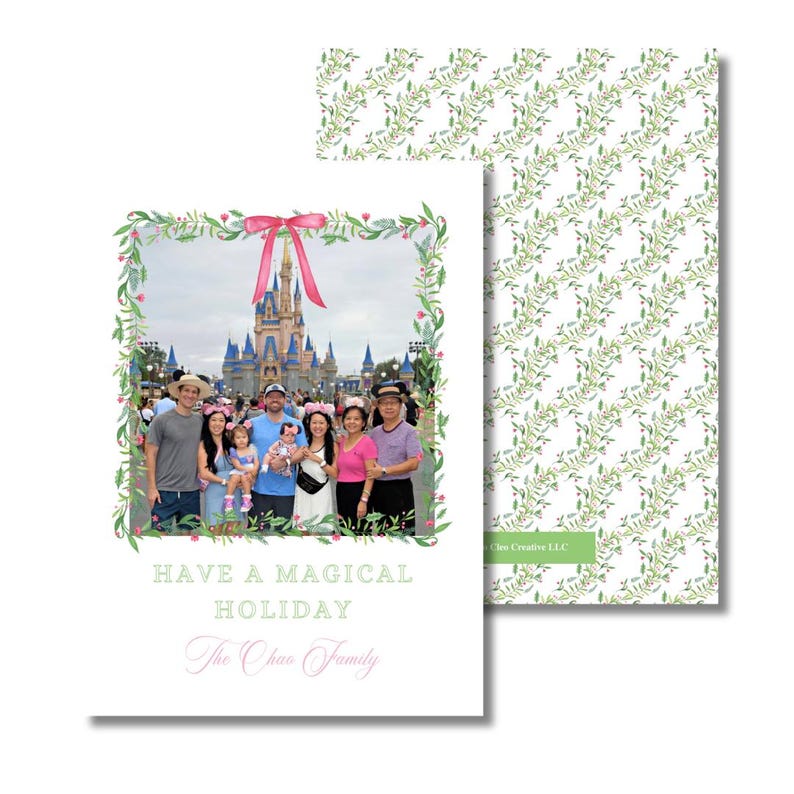 CUSTOM Pink Green Disney Holiday Card - Etsy