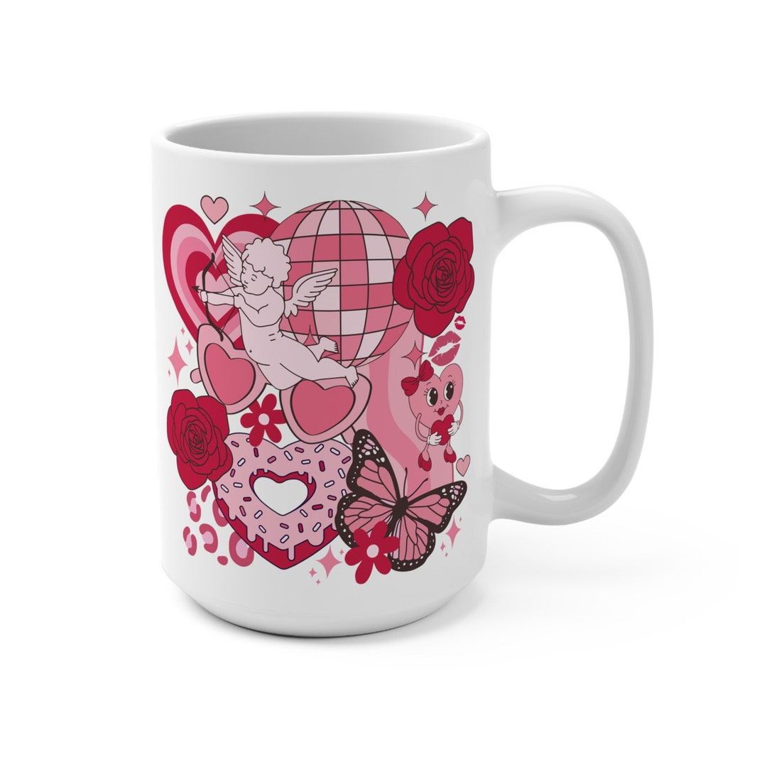 Retro Valentine's Day Mug, Groovy Valentine Mugs, Trendy Valentine ...