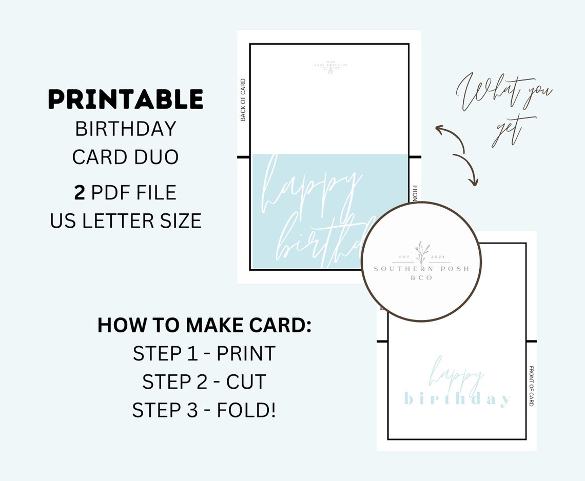 Baby Blue Birthday Card Duo, 5 X 7 Birthday Card, Set of 2 - Etsy