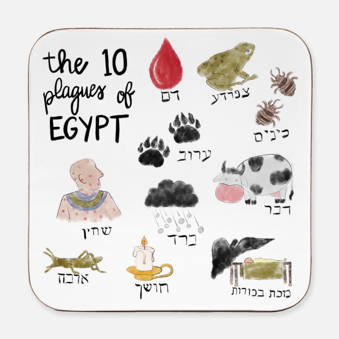 Passover Ten Plagues Coaster Hardboard Back (square) 4 Pack - Etsy