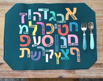 Hebrew Alphabet Poster Hebrew Alphabet Placemat Hebrew Letters Tracing ...