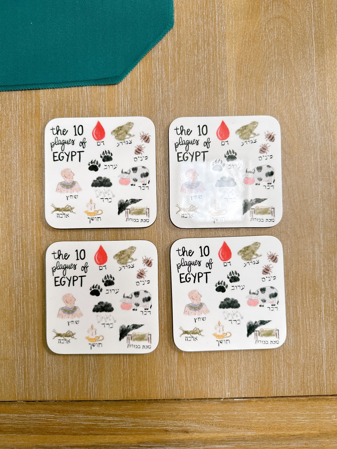 Passover Ten Plagues Coaster Hardboard Back (square) 4 Pack - Etsy