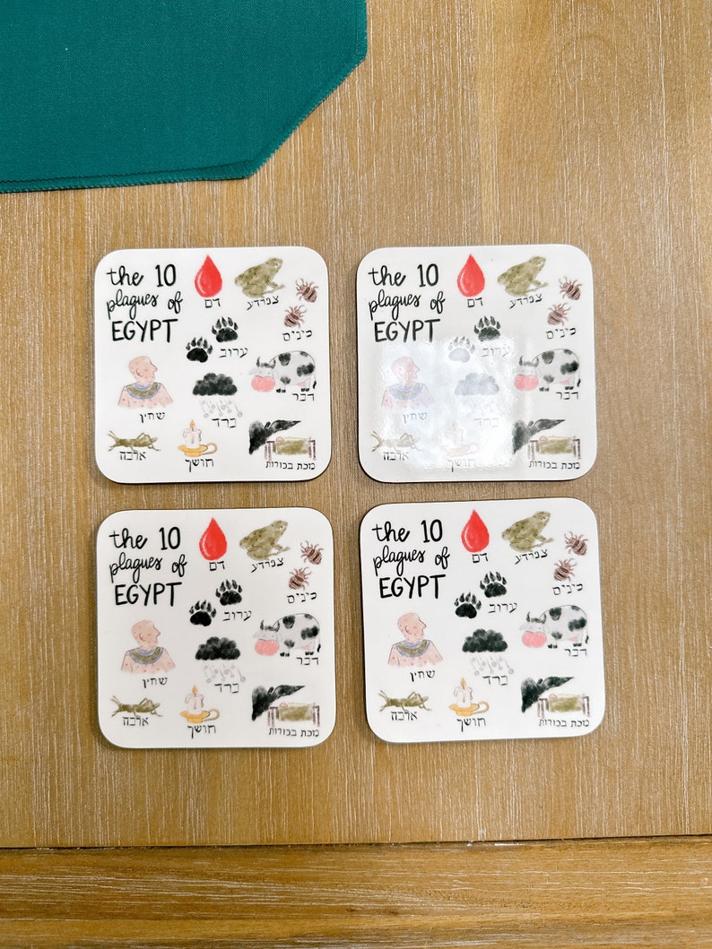 Passover Ten Plagues Coaster Hardboard Back (square) 4 Pack - Etsy