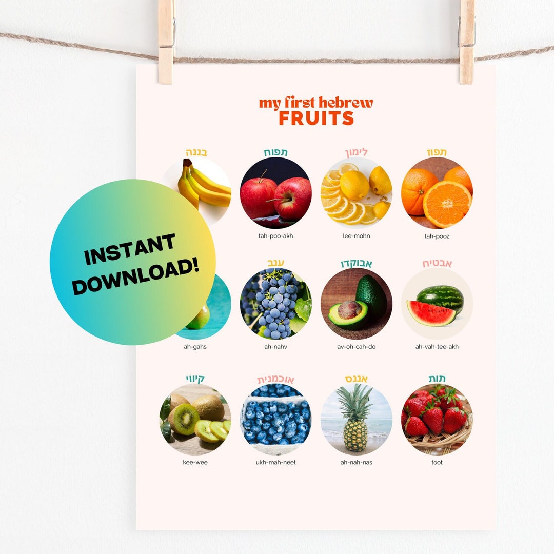 Hebrew Fruits Printable Post - INSTANT DOWNLOAD - Etsy