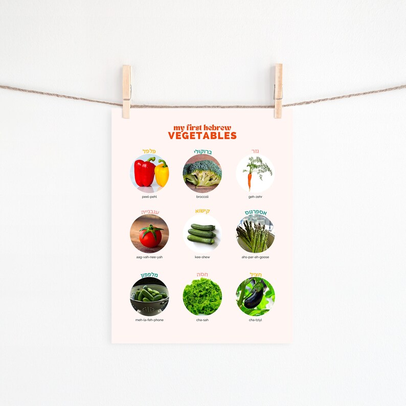 Hebrew Vegetables Printable Poster - INSTANT DOWNLOAD - Etsy