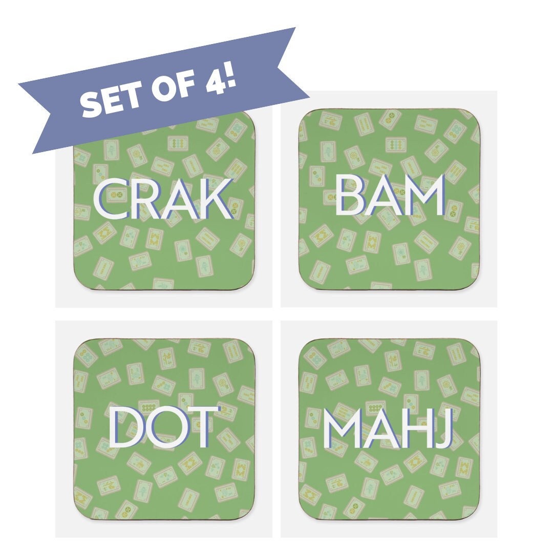 Mahjong Coaster Hardboard Back 4-pack - Etsy