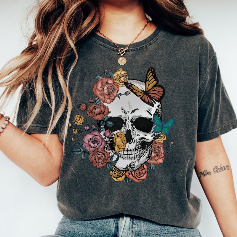 Floral Skull Shirt Men - Etsy