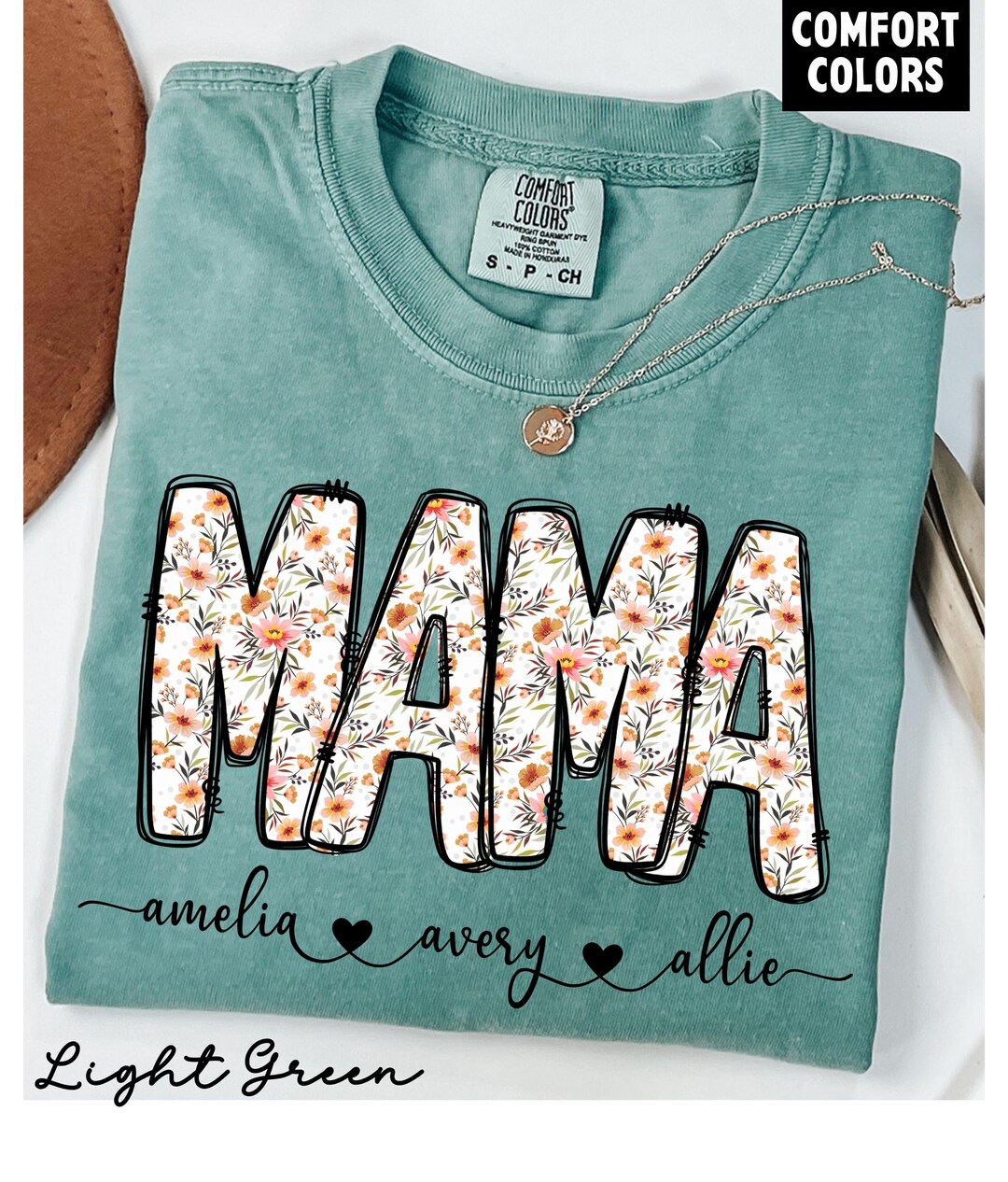Custom Comfort Colors® Floral Mama Shirt, Vintage Floral Tee, Mother's ...