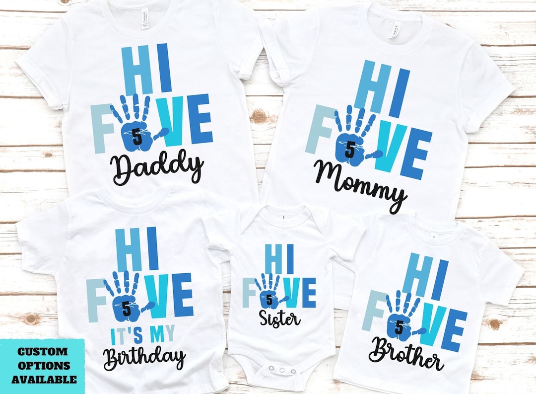 Boy 5th Birthday High Five Shirt, 5 Years Old, Boy Fifth Birthday Shirt ...