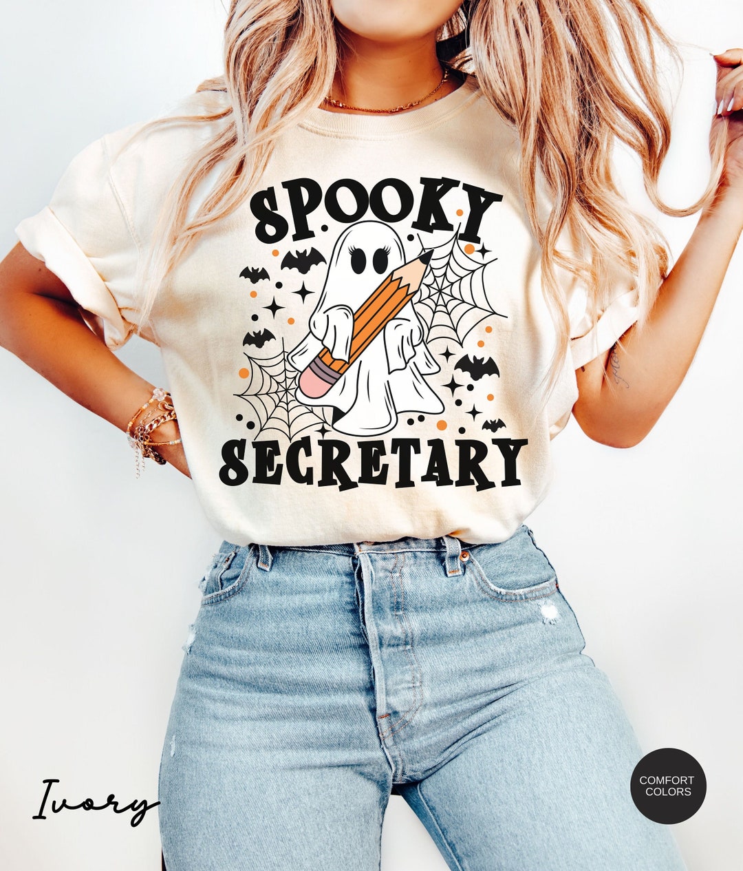 Comfort Colors® Halloween Secretary Shirt, Spooky Secretary Shirt ...