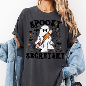 Comfort Colors® Halloween Secretary Shirt, Spooky Secretary Shirt ...