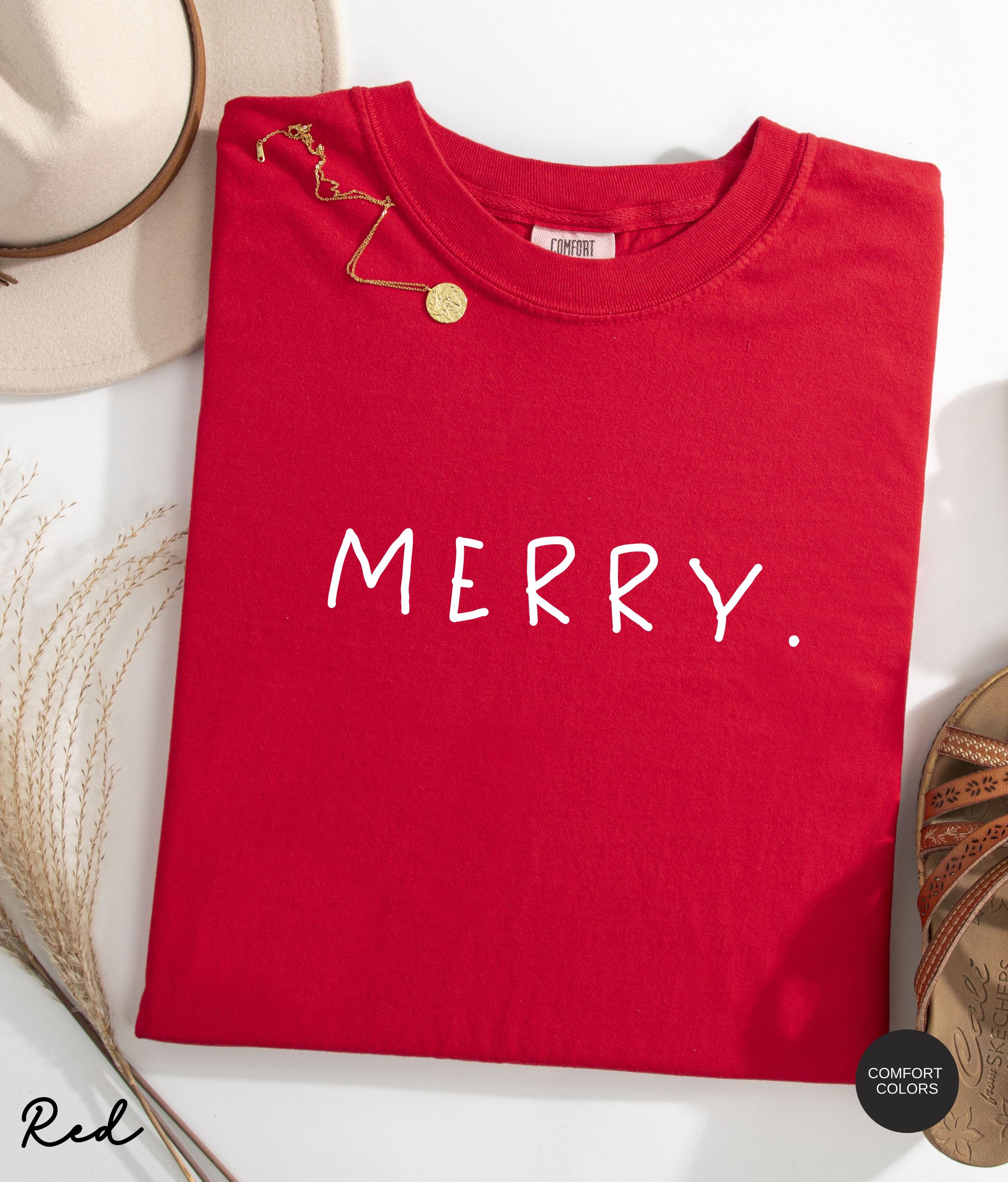 Comfort Colors® MINIMAL Merry Shirt, Vintage Christmas Shirt, Retro ...