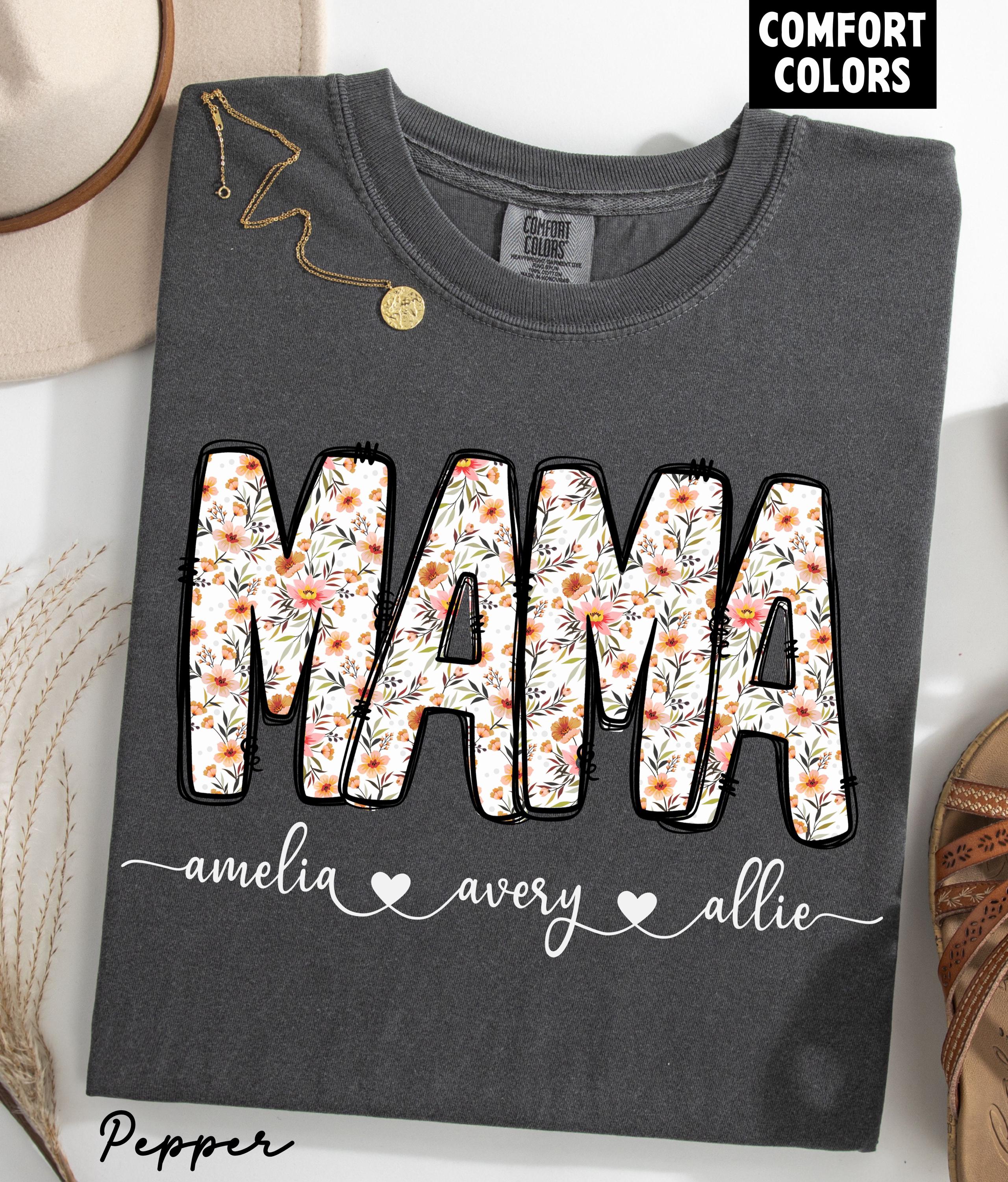 Custom Comfort Colors® Floral Mama Shirt, Vintage Floral Tee, Mother's ...