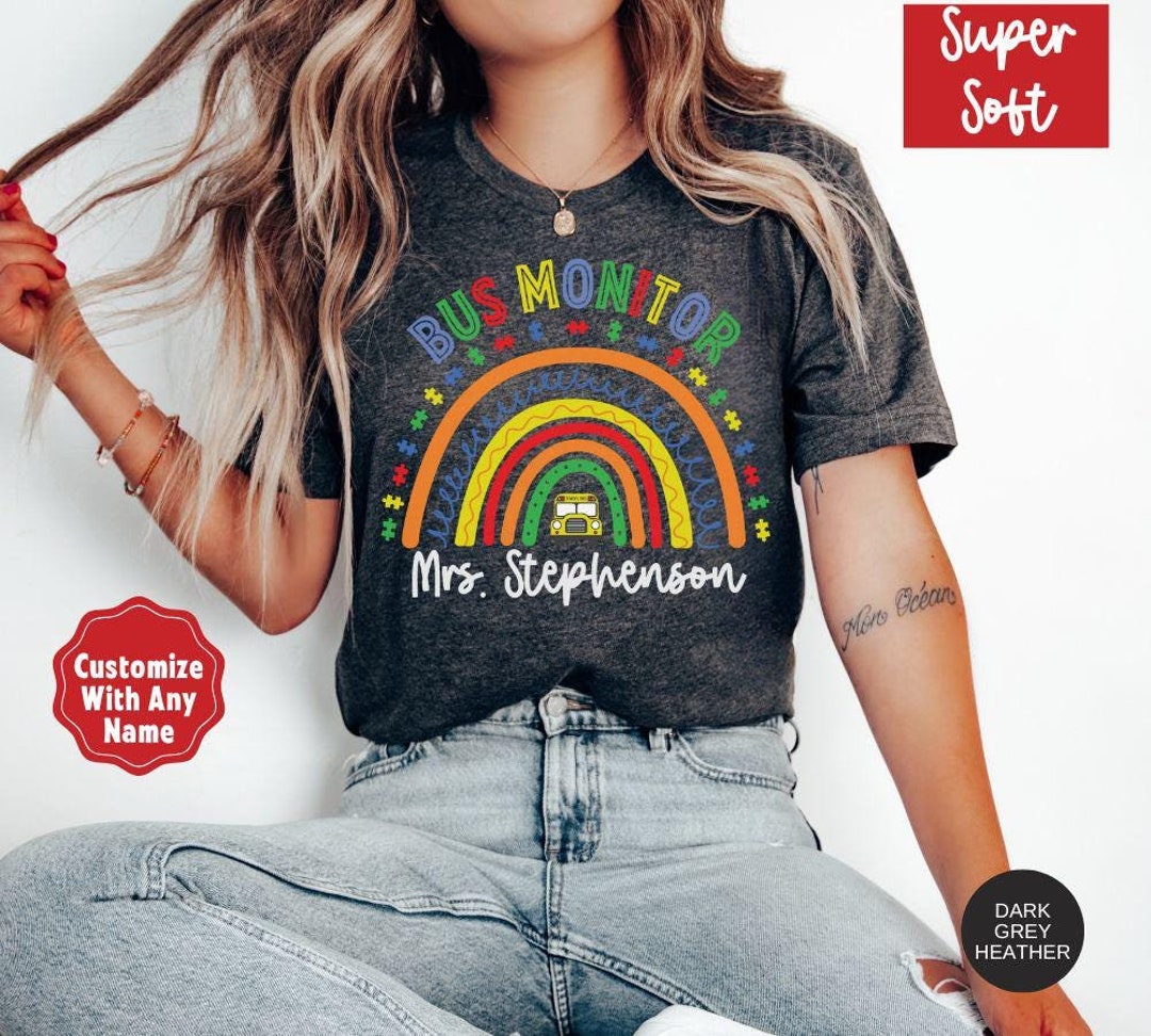 School Bus Monitor Shirt, Autism Awareness T-shirts, Bus Driver Shirt ...