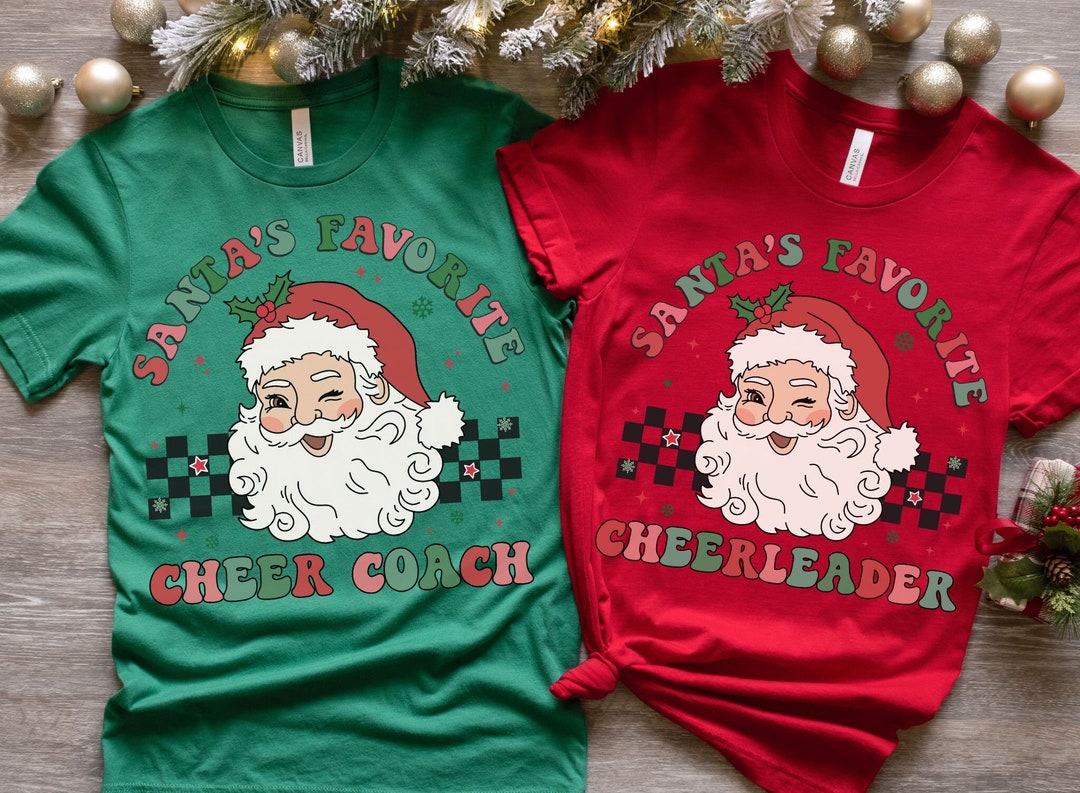 Santa's Favorite Cheerleader Shirt, Cheer Christmas Shirt, Cheer Team ...