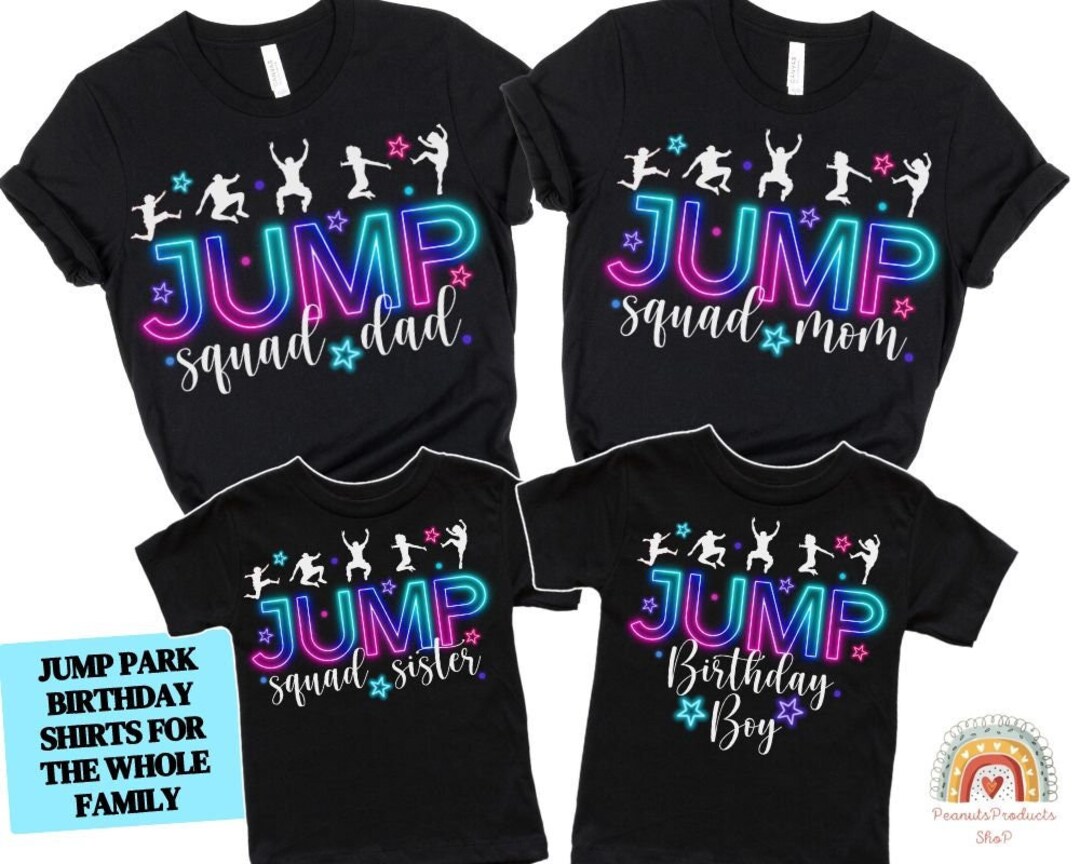 Jump Birthday Party Shirts, Trampoline Party Shirts, Bounce House Party ...