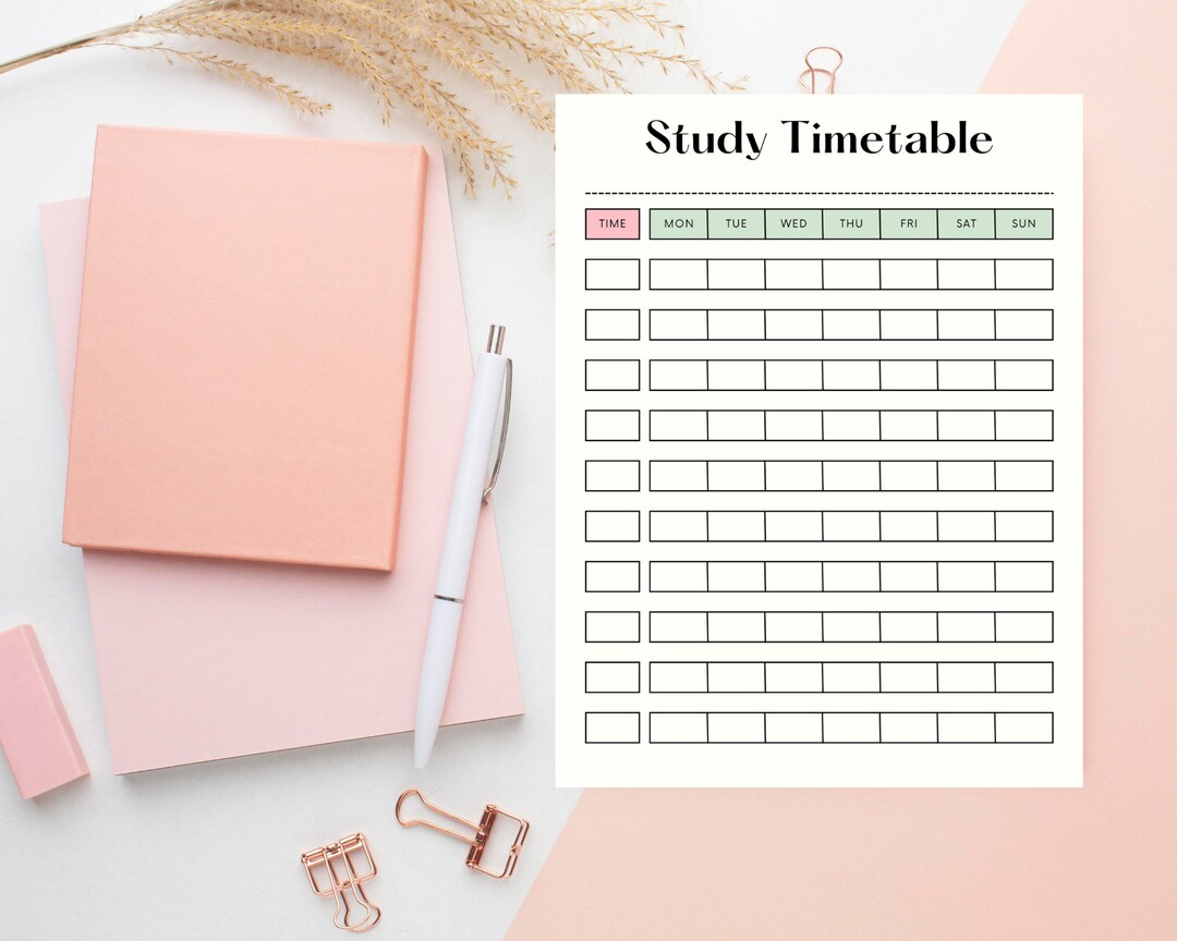 Study Timetable Planner Goal Setting Goal Tracker productivity Planner ...