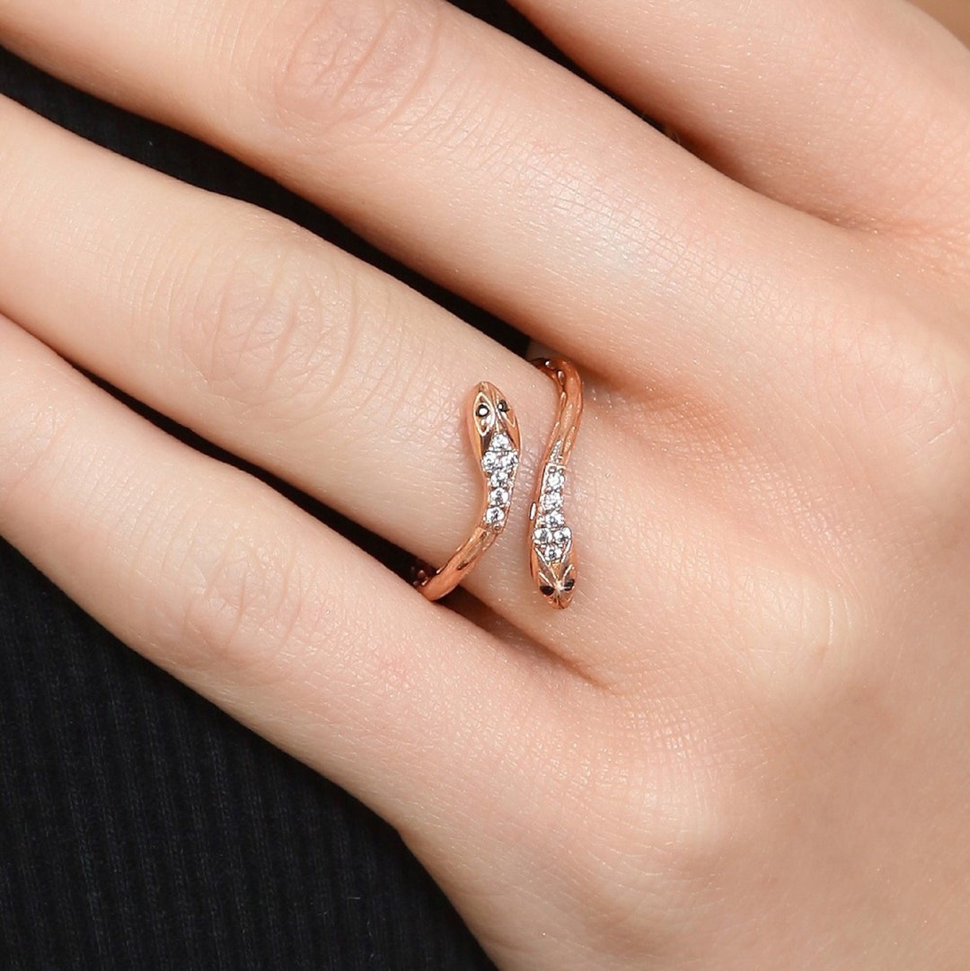 Sterling Silver Snake Ring Women | Adjustable Dainty Snake Ring ...