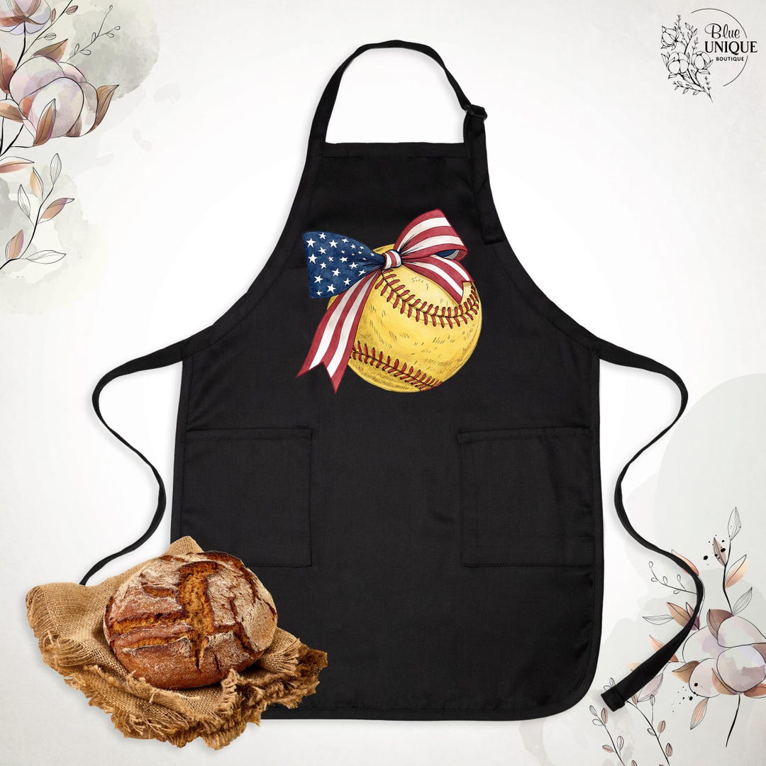 American Flag Softball Kitchen Apron, Aprons Women Men for Cooking for ...