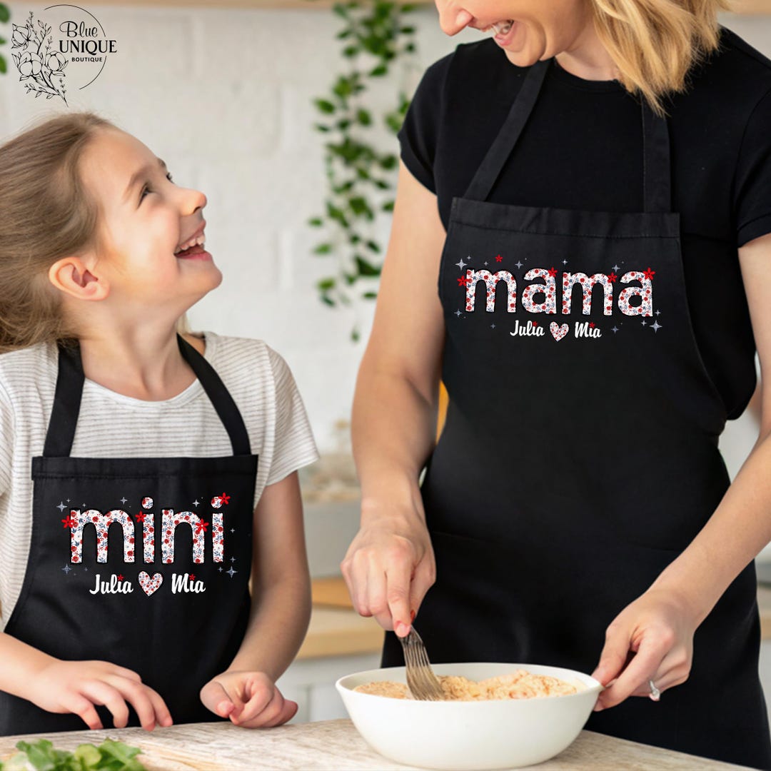 Mommy Me Adjustable Kitchen Apron, Mother Daughter Aprons, Adults Kids ...