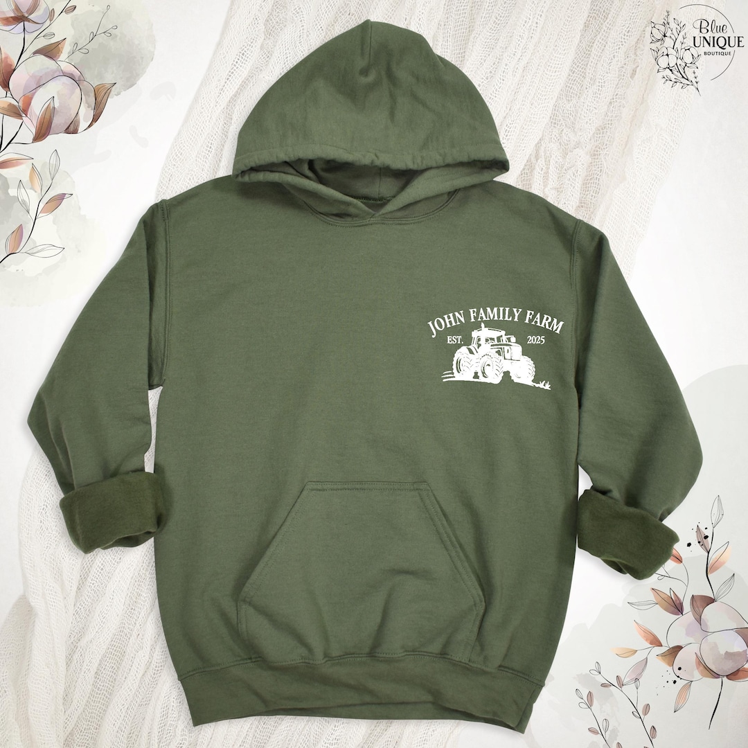 Custom Farm Name Tractor Sweatshirt Hoodie, Family Farmer Matching ...