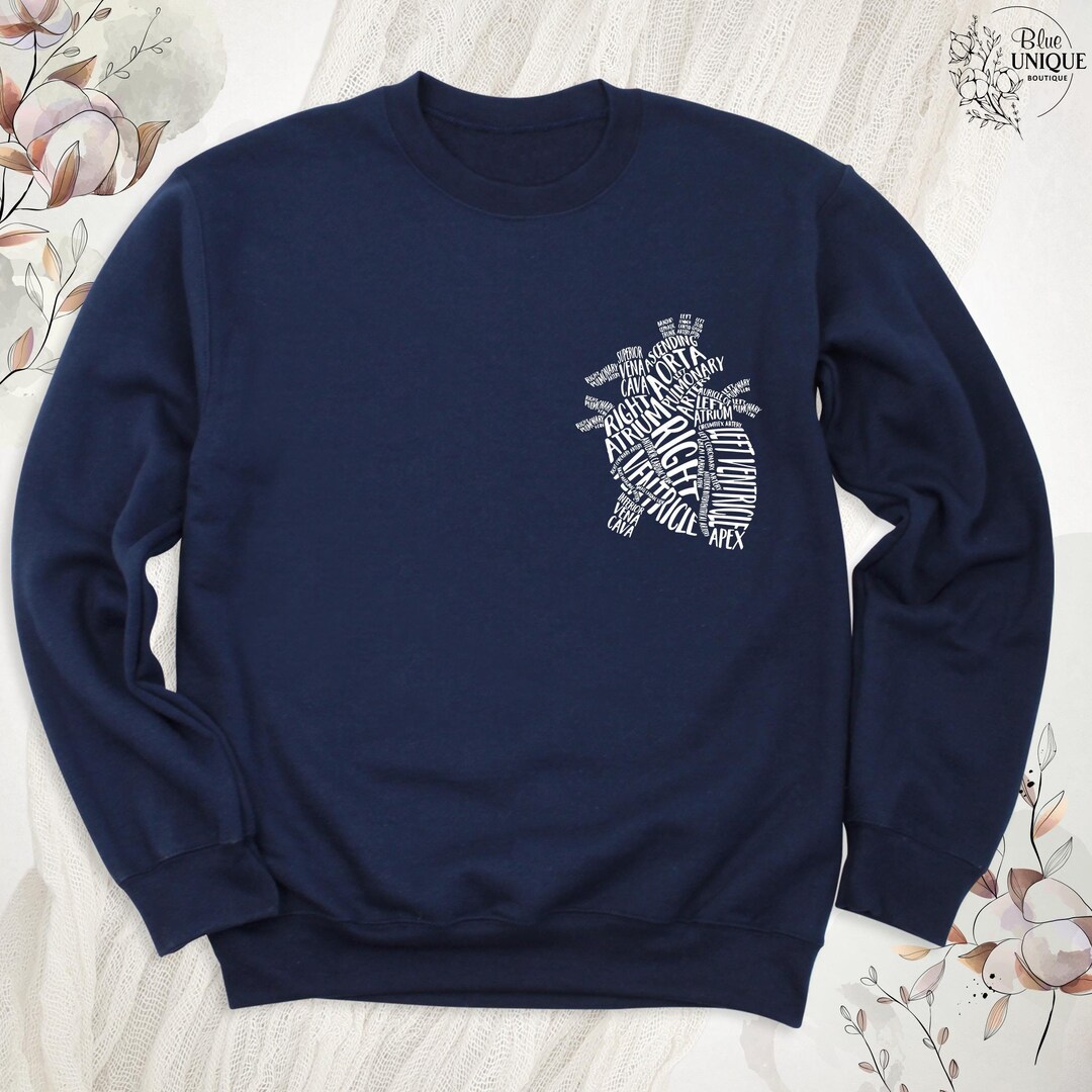 Anatomy Heart Sweatshirt Hoodie, Cardiology Student Sweatshirt, Nursing ...