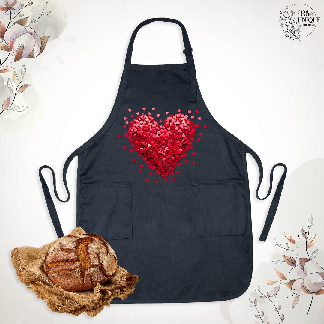 Valentines Day Double Hearts Apron, Women Valentines Hearts Apron, Love ...