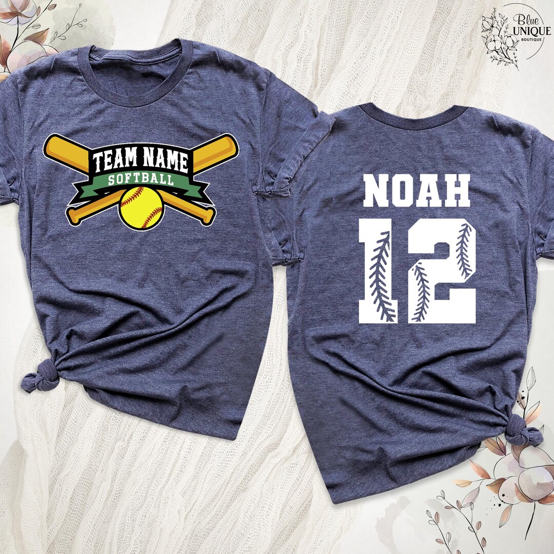 Custom Softball Back Front Design Shirt, Personalized Softball Shirt ...