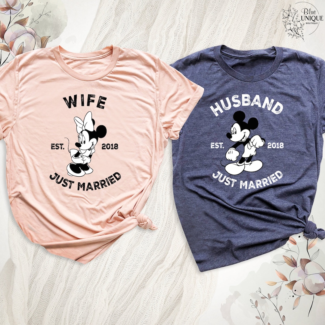 Just Married Disney Shirt, Wife Husband Disney Custom Couple T-shirt ...