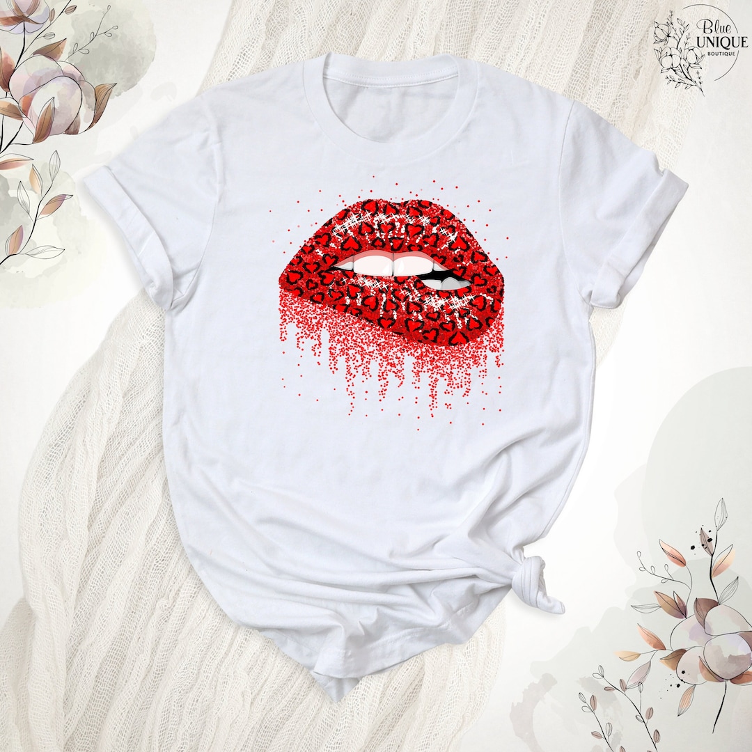 Valentine Bite Lips Shirt, Dripping Lips Shirt, Biting Lip Shirt ...