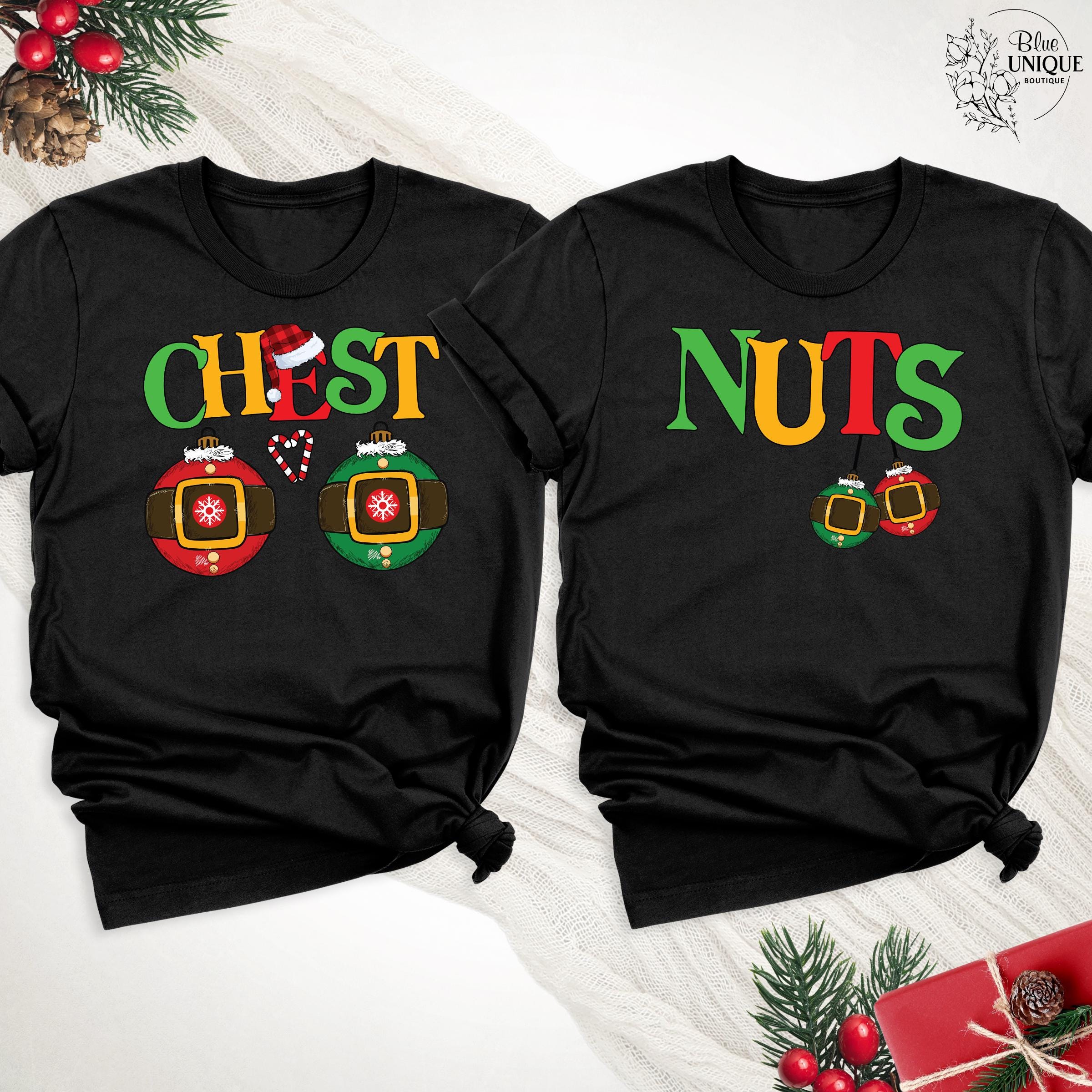 Christmas Chest Nuts Couple Shirts, Chest and Nuts Couples Christmas ...