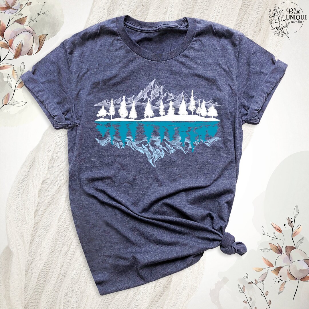Adventure T-shirt, Mountain Landscape Reflection Forest Trees Outdoor ...