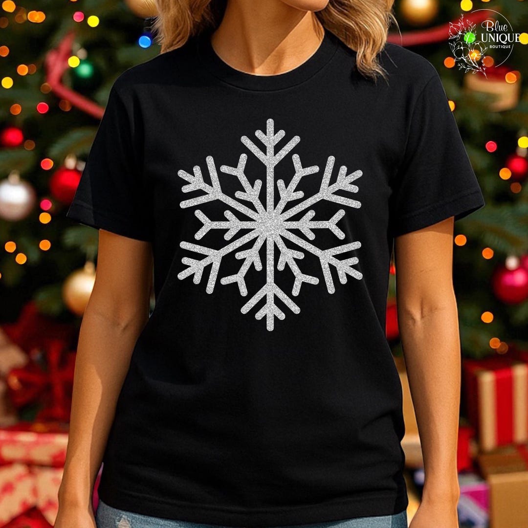 Snowflake Shirt Glitter Christmas T-shirt Family Winter Holiday Tee ...