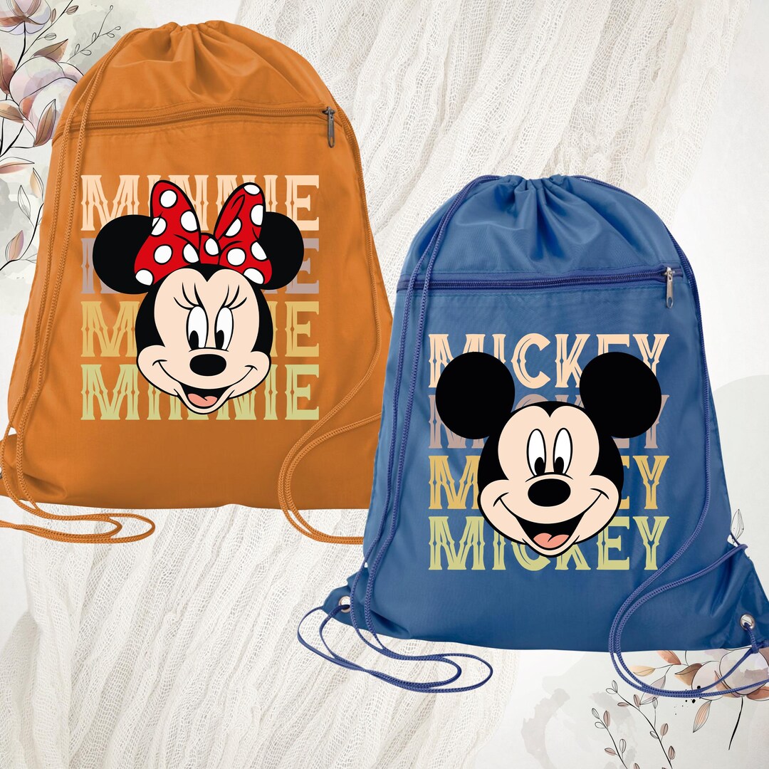 Disney Drawstring Bag Minnie Mickey Disneyworld Backpack, Minnie ...