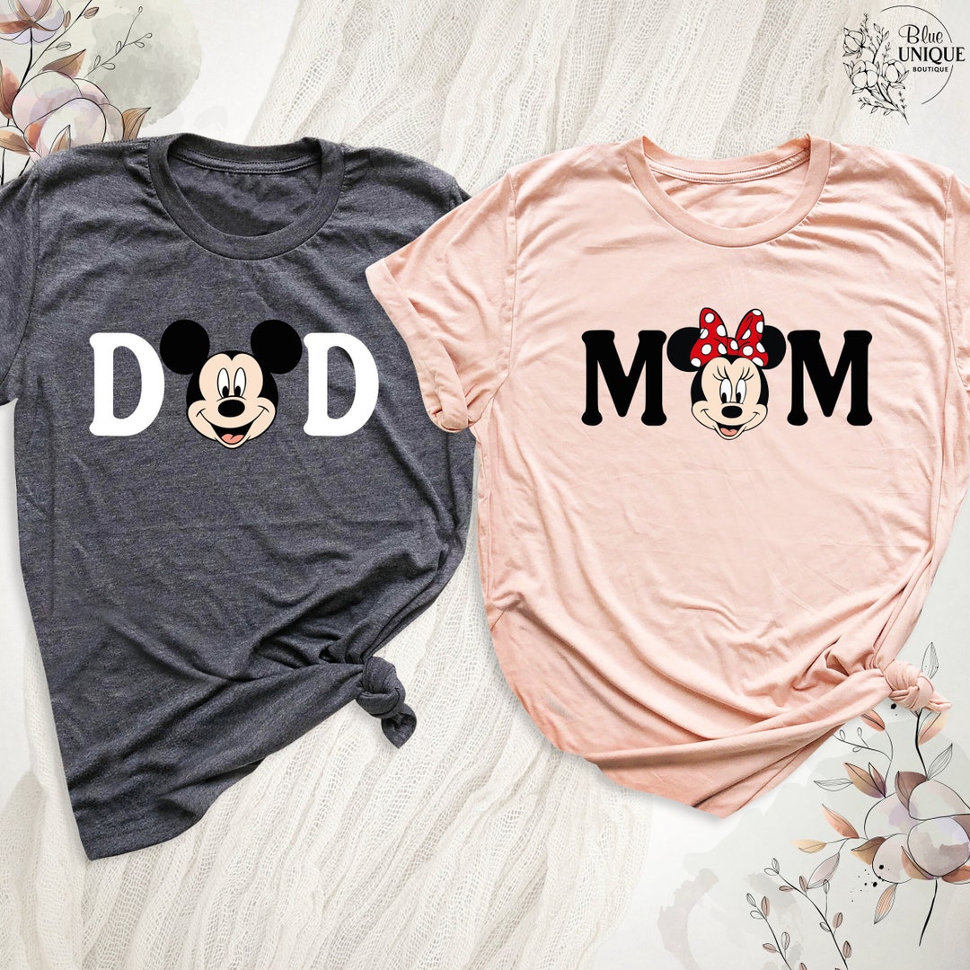 Minnie Mom Mickey Dad Tee Shirt, Family Couple Matching Outfits, Disney ...