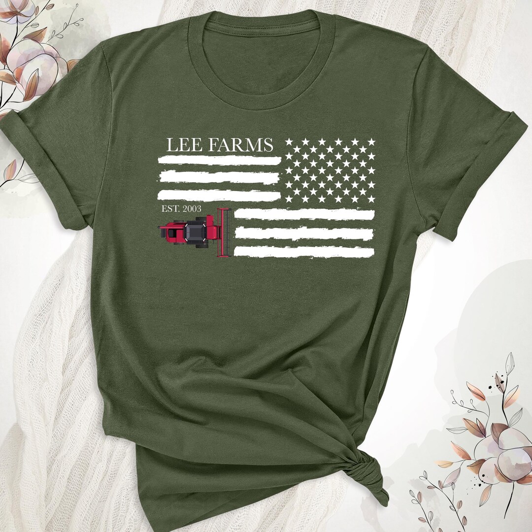 Custom Farm Name Shirt American Flag Tractor Tees, Family Name Farm ...