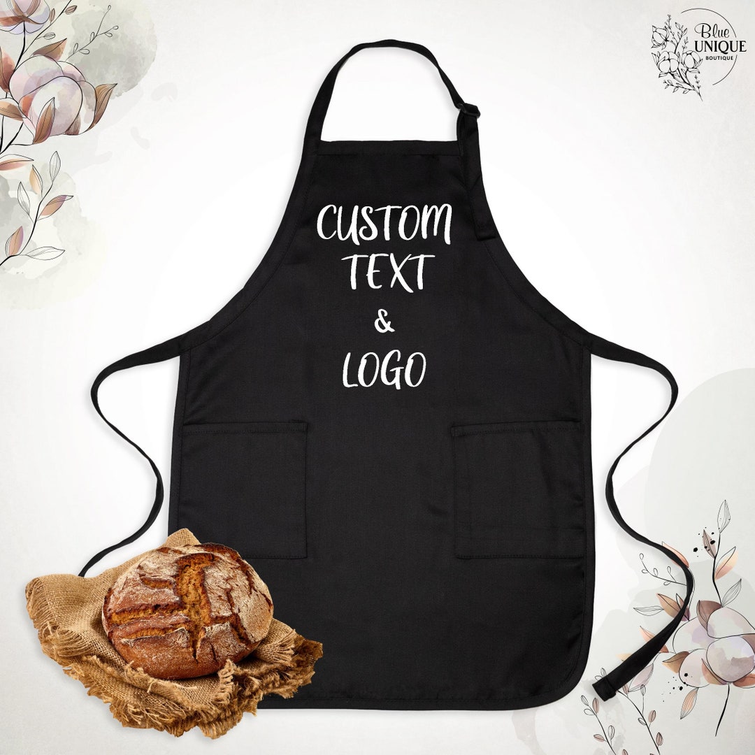 Custom Apron, Logo Apron, Custom Text Logo Apron, Custom Name Apron, Personalized Chef Tee Apron ...