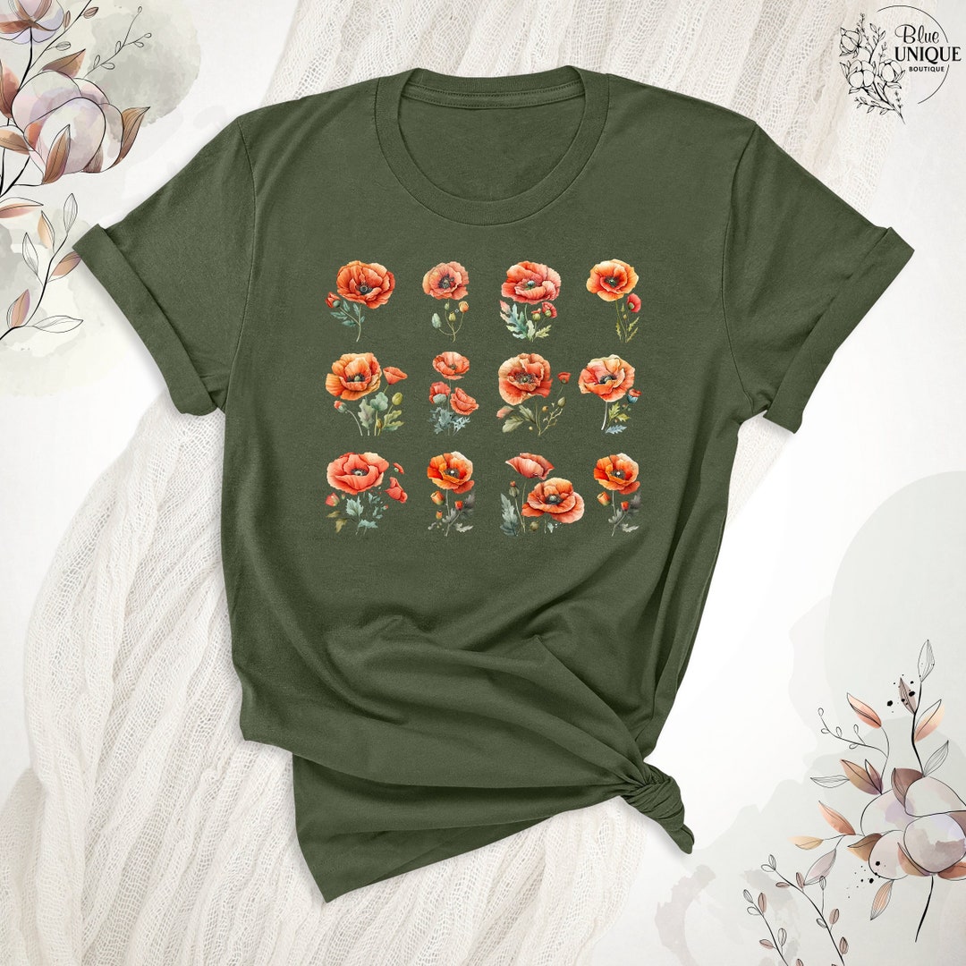 Poppy Flowers Nature Shirt, Wildflowers Mom Tshirt, Vintage Poppy ...