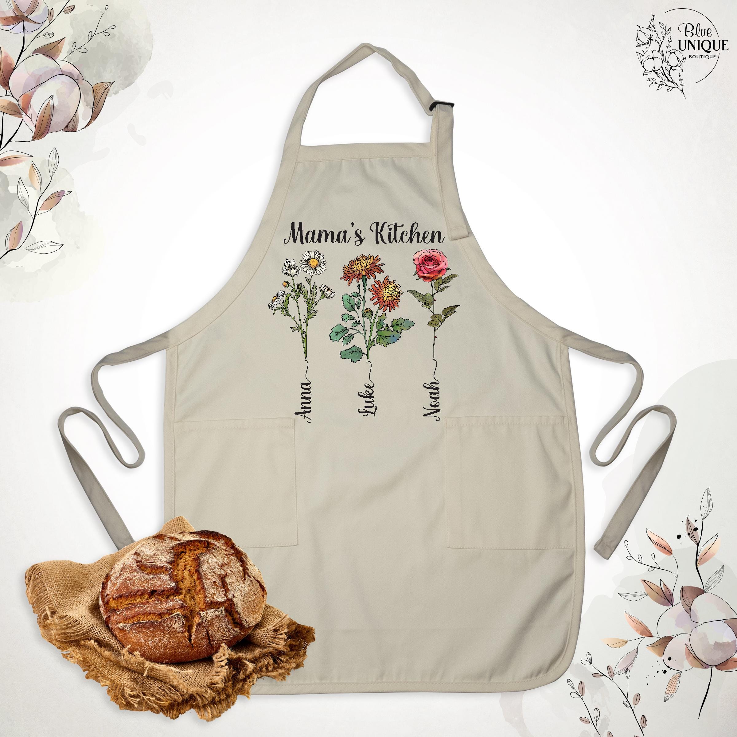 Custom Mama Grandma Apron Mothers Day, Birthday Tees Apron for Mom ...
