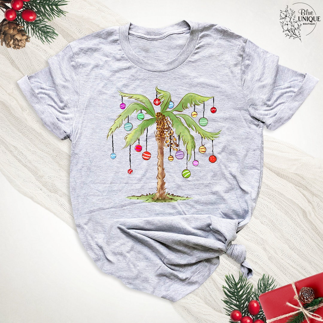 Christmas Lights Palm Tree Shirt, Tropical Christmas Holiday T-shirt ...