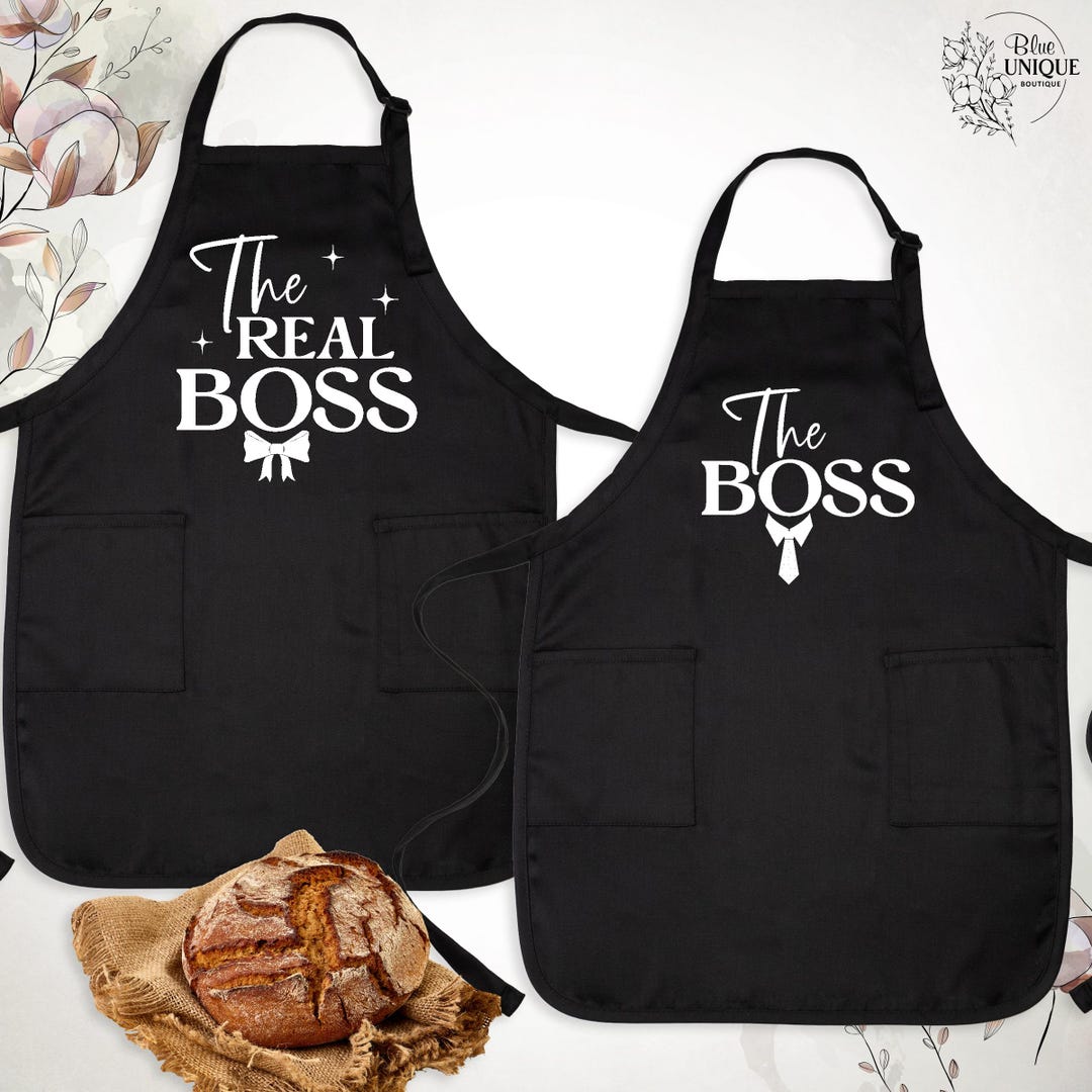 The Real Boss Apron the Boss, Couple Aprons for Cooking, Valentine's ...