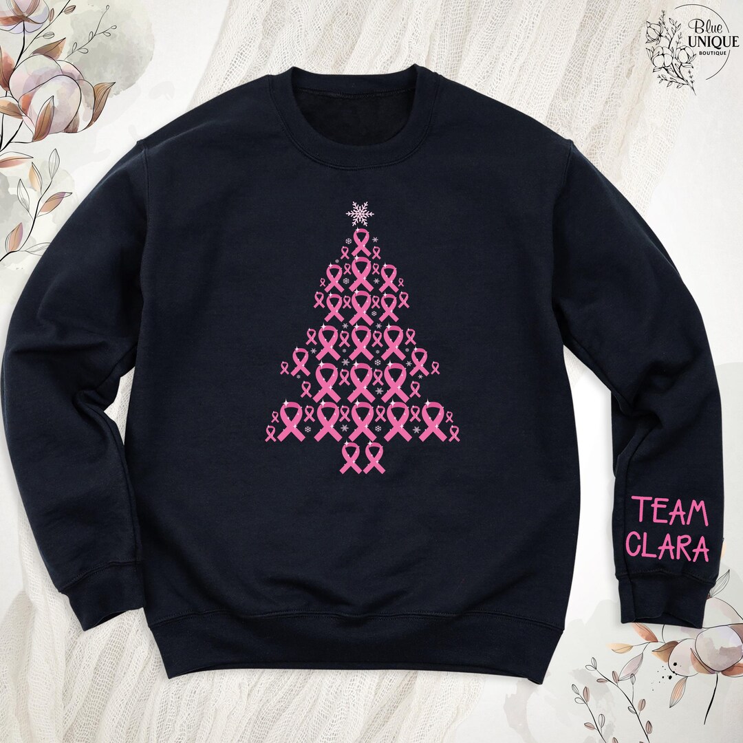 Breast Cancer Awareness Pink Ribbon Tree Christmas Sweatshirt, Family ...
